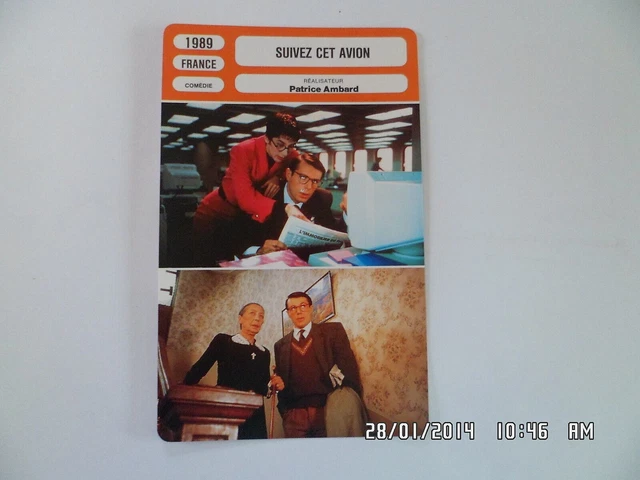 CARTE FICHE CINEMA 1989 SUIVEZ CET AVION Lambert Wilson Isabelle ...