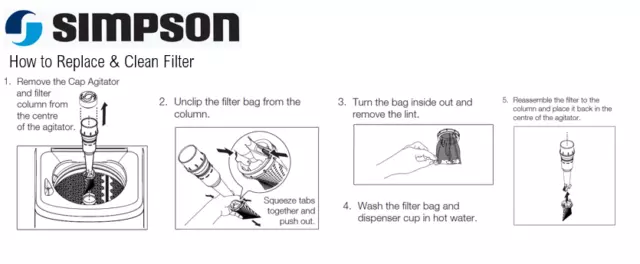 SIMPSON WASHING MACHINE Lint Filter Bag EZISET 0564257398 0081203001 ...