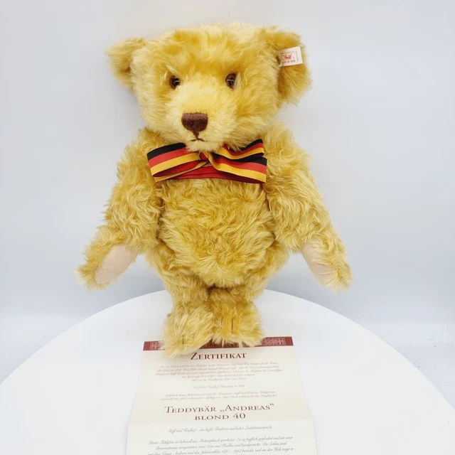 STEIFF 655302 TEDDYBÄR Andreas blond 40 cm limitiert 1997 Zertifikat ...