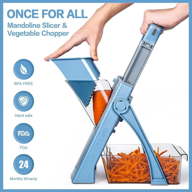 ONCE FOR ALL 5-In-1 Mandolin Slicer Vegetable Food Chopper Blue BOXED ...
