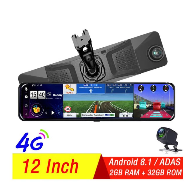 4G WIFI CAR DVR Backup Mirror With Dual Cameras Android Dash Cam Gps ...