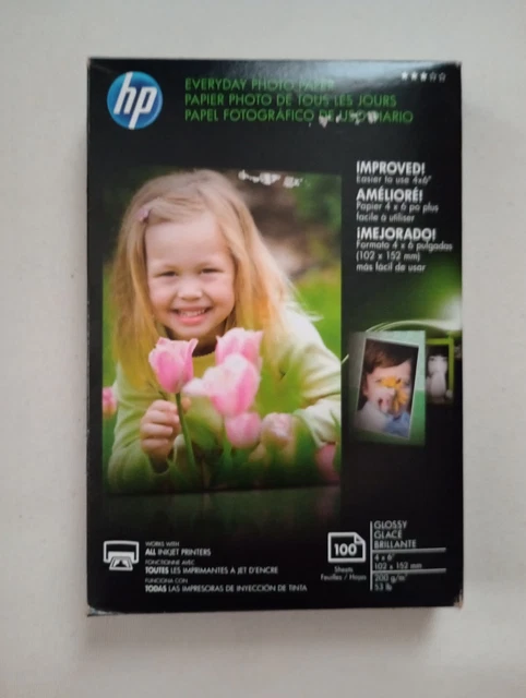 HP GENUINE EVERYDAY Photo Paper 100 Sheets 4x6 Glossy for Inkjet ...