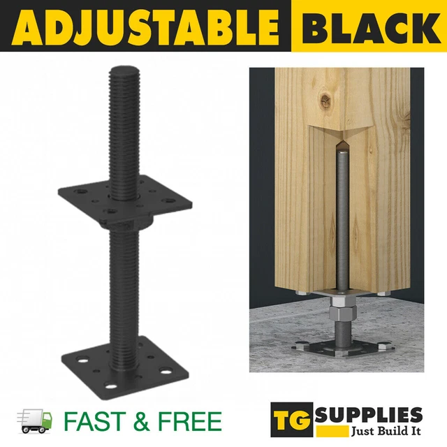 HEAVY DUTY GALVANISED Adjustable Post Support Bolt Down Height 25cm ...
