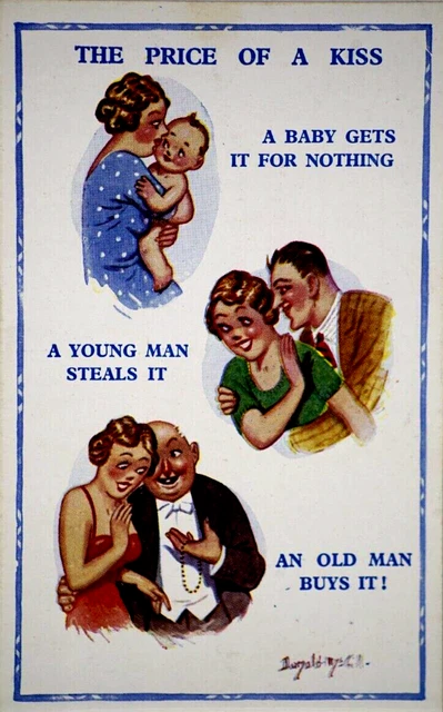 POSTCARD SEASIDE COMIC Saucy Risqué Kiss Price Constance Donald McGill ...