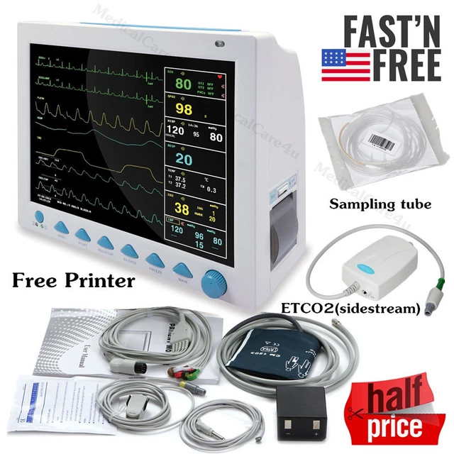 ICU PATIENT MONITOR 7 Parameters+Printer+ETCO2 Capnograph Vital Signs ...