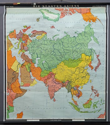MURAL MAP THE Countries of Asia Vintage Rollable Wall Chart £135.83 ...