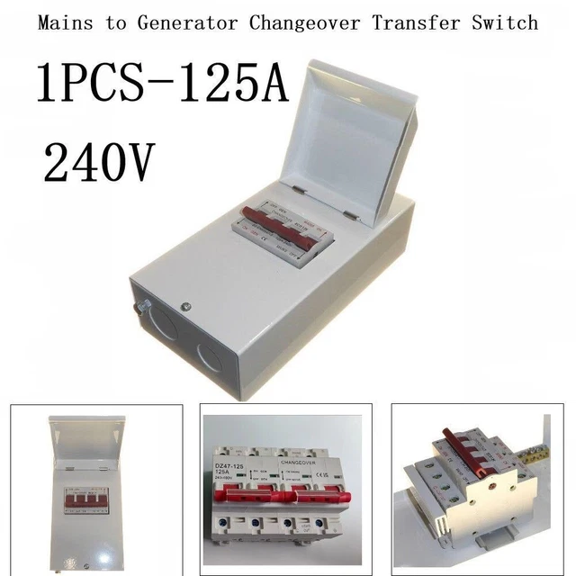 MAINS TO GENERATOR Changeover Switch Single Phase Metalclad 240V- 125 ...