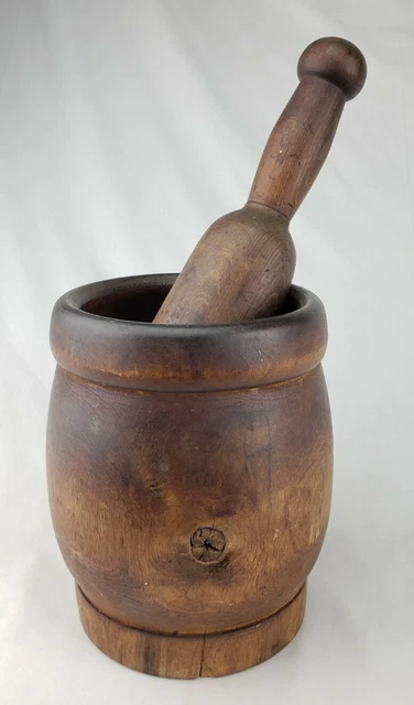 ANTIQUE TREEN WOOD Burl Mortar & Pestle Primitive Folk Art Apothecary Druggist £271.09 - PicClick UK