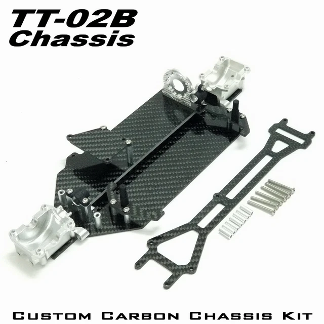 CUSTOM CARBON CHASSIS with Aluminum Lower Gearbox kit for TAMIYA TT-02B ...