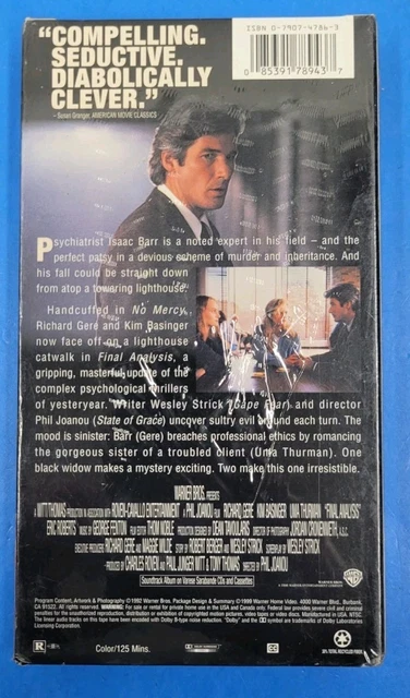 FINAL ANALYSIS (VHS, 1992) Richard Gere, Kim Basinger Brand New Sealed ...