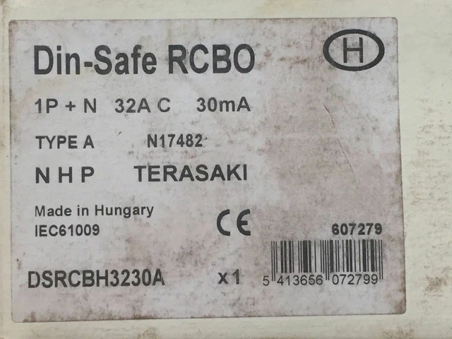 NHP TERASAKI DIN-SAFE RCBO DSRCBH3230A 32A C32 30mA 10kA 1P MCB Circuit ...