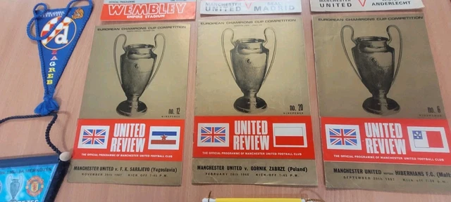 MANCHESTER UNITED IN Europe Programmes And Pennants £57.90 - PicClick UK