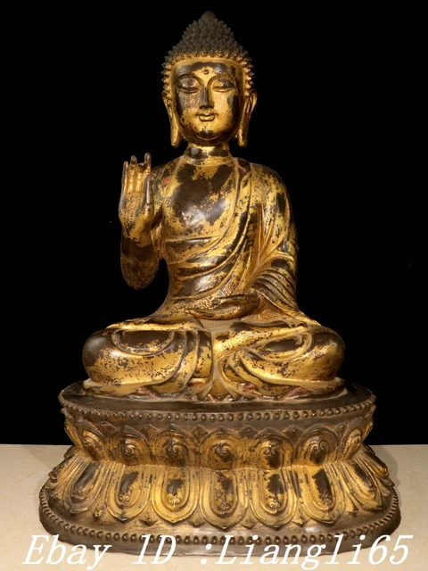23.6''OLD TIBET TIBET Bronze Gilt Shakyamuni Sakyamuni Amitabha Buddha Statue EUR 1.099,00 ...
