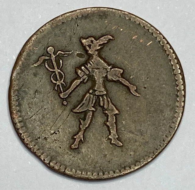 RARE 18TH CENTURY Caduceus Farthing Conder Token with Laureate Head ...