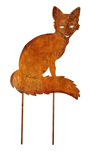 EDELROST GARTENSTECKER FUCHS 59 cm Rost Gartendeko Metall Gartenfigur Tierfigur EUR 23,99 ...