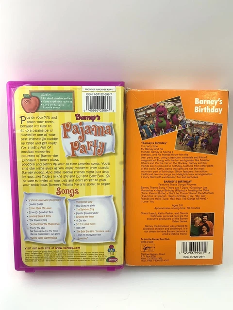BARNEY VHS LOT of 2 Barney’s Pajama Party & Barney’s Birthday Sing ...