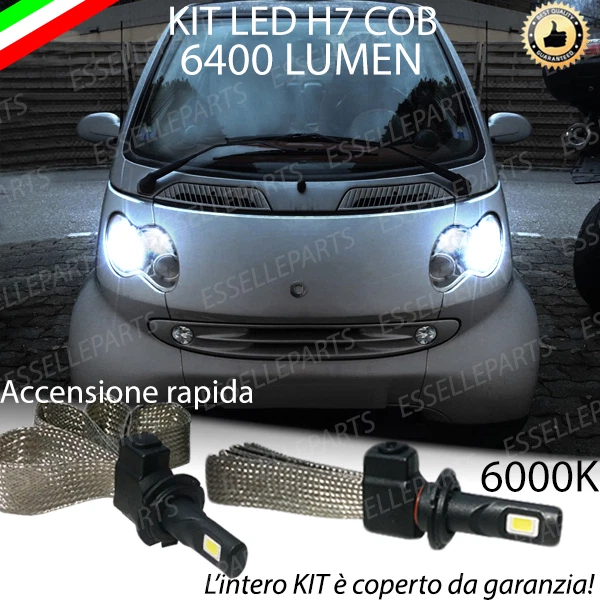 KIT FULL LED SMART FORTWO 450 LAMPADE LED H7 6000K XENON BIANCO ...