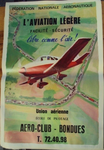 LOT DE 2 affiches aéronautique, l'Aviation Civile, aéroclub, 40 x 60 ...