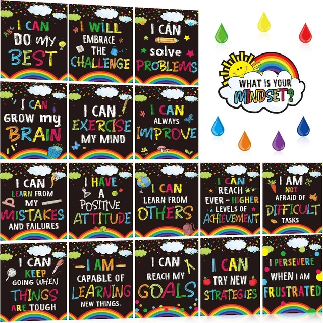 16 PCS CLASSROOM Motivational Posters Growth Mindset Banner Wall Art ...