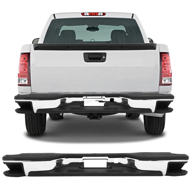 CHROME REAR BUMPER w/Corner Steps For 1999-2006 Chevy Silverado GMC ...