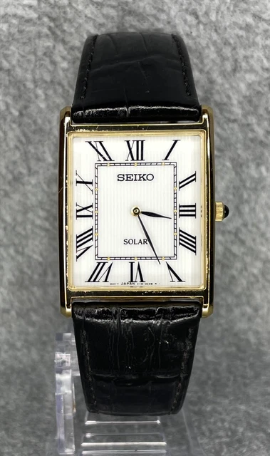 VINTAGE SEIKO SOLAR Tank Watch V115-0BC0 SUP880 Gold Stainless Original Strap £165.00 - PicClick UK