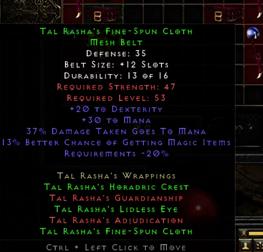 TAL RASHAS GURT | Gürtel | Belt - Diablo 2 Resurrected Softcore EU/NA ...