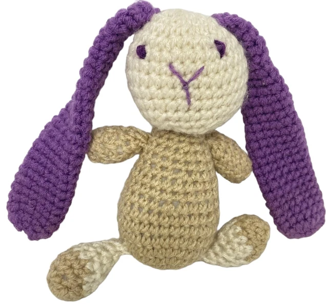 CROCHET KNITTED BUNNY Rabbit Plush Hand made Stuffed toy Kawaii Lovey £ ...