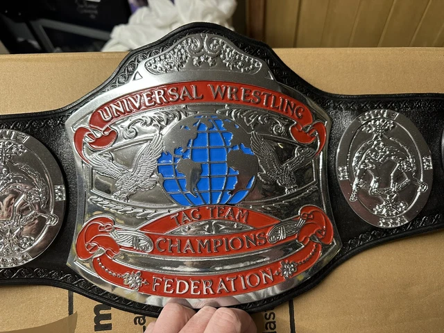 WWF UWF UNIVERSAL Wrestling Federation Tag Team Belt signed Bushwacker ...
