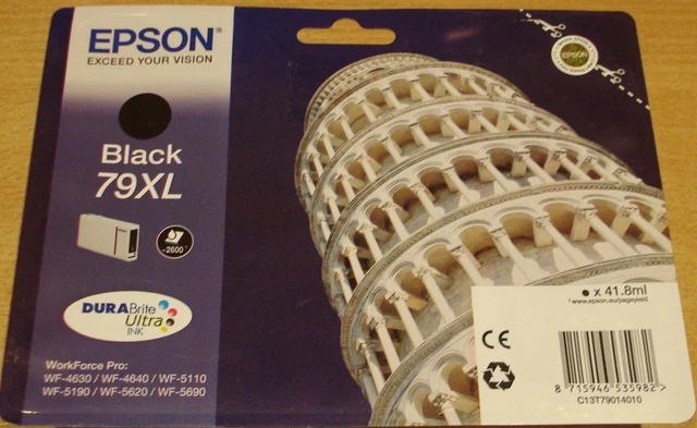GENUINE EPSON 79XL Black cartridge T7901 TOWER OF PISA ink dated 2025 ...