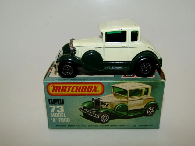 MATCHBOX SUPERFAST NO 73 Model A Ford Metallic Cream Green Glass VNMIB ...