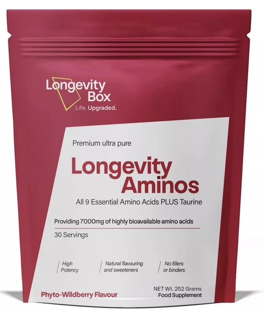 LONGEVITY BOX AMINO Acids - 7000mg of Highly Bioavailable Ultra Pure 30 ...