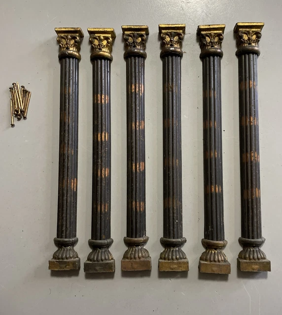 ANTIQUE SESSIONS REPLACEMENT Black Mantel Clock Pillars 6.5” Long Set ...