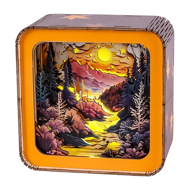 3D WOODEN PUZZLE Night Light DIY Wooden Puzzles 3D Puzzle Nightlight ...