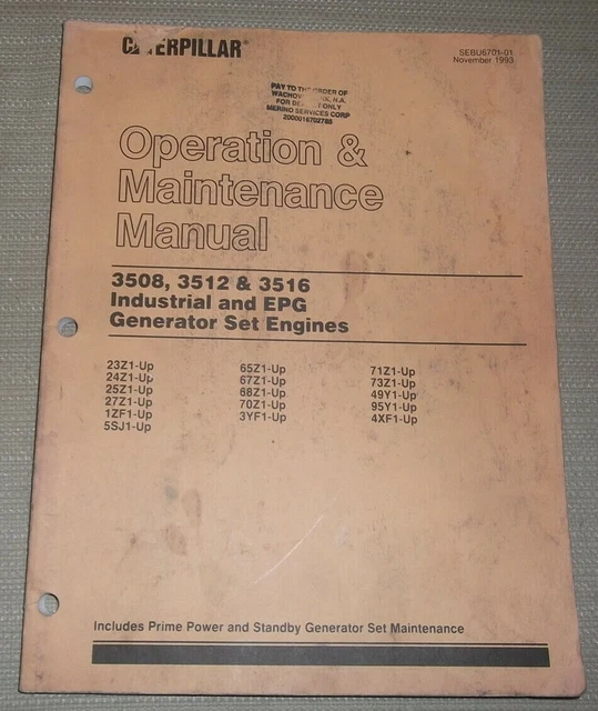 CATERPILLAR 3508 3512 3516 Industrial Epg Engine Operation Maintenance caterpillar-3508-3512-3516-industrial-epg-engine-operation-maintenance