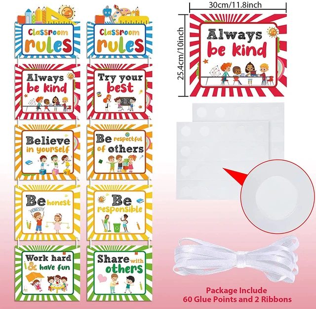 CLASSROOM RULES POSTERS Classroom Decorations Banner Bulletin Board Set ...