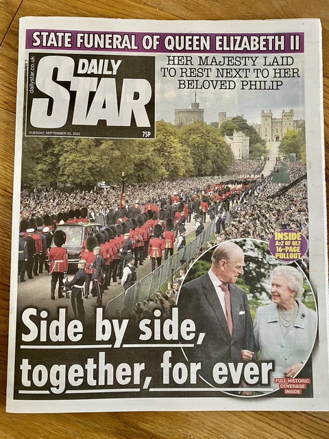 DAILY STAR UK Newspaper - Tuesday 20th Sept 2022 - Funeral of Queen ...