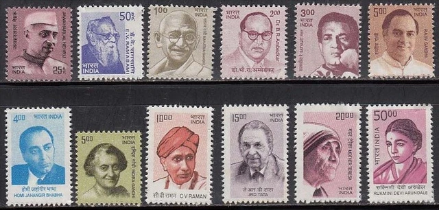 INDIA 2008 - 2009 Definitive Series Set/13 Stamp Builders Of Modern ...