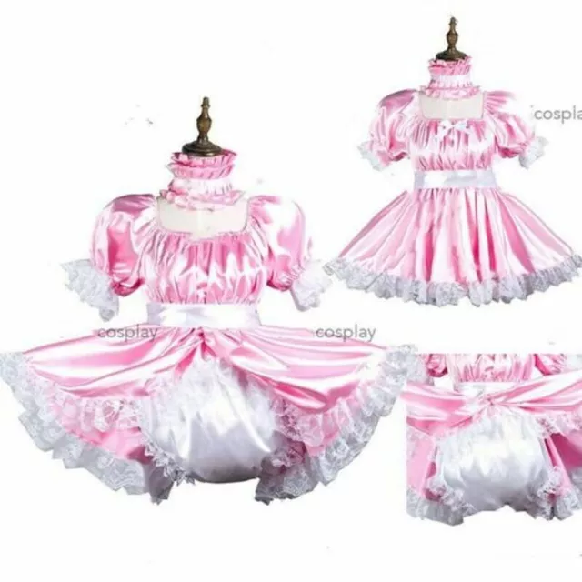 Sissy Forced Maid Satin Pink Lockable Dress Costume Tailor Made 11 Eur 4649 Picclick Fr