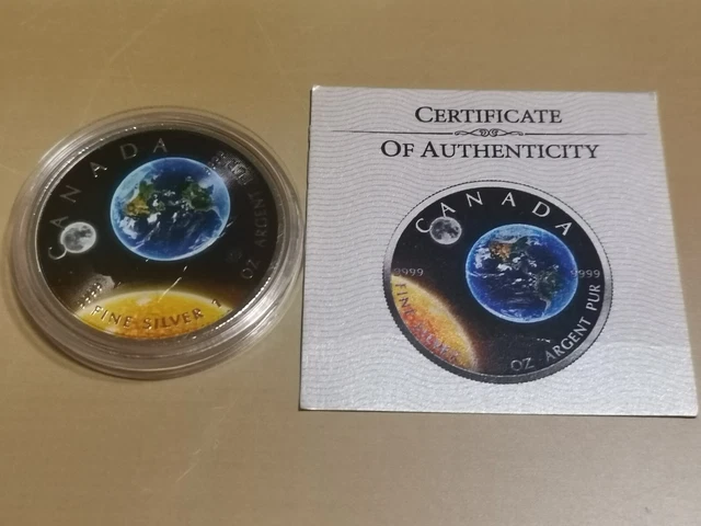 CANADA, 5 DOLLAR, 2023, Maple Leaf, Farbmünze, Our World Universum ...