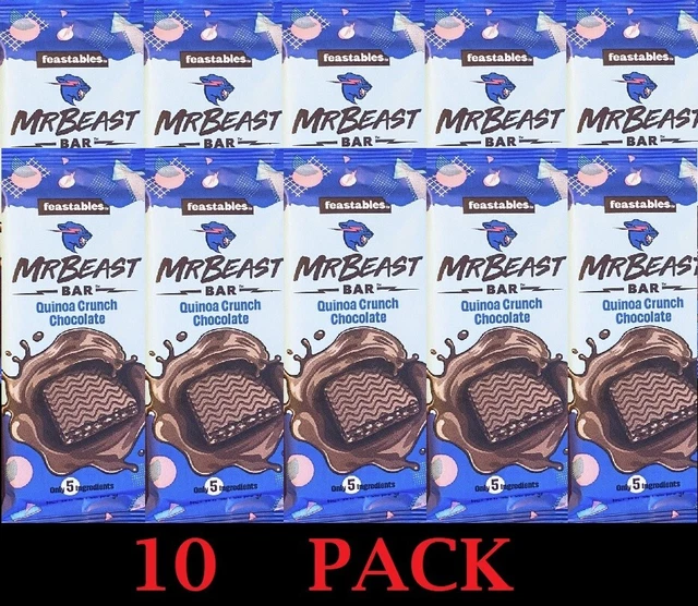 10X MR BEAST Feastables QUINOA CRUNCH CHOCOLATE Bar 1.24 oz - 10 PACK £ ...