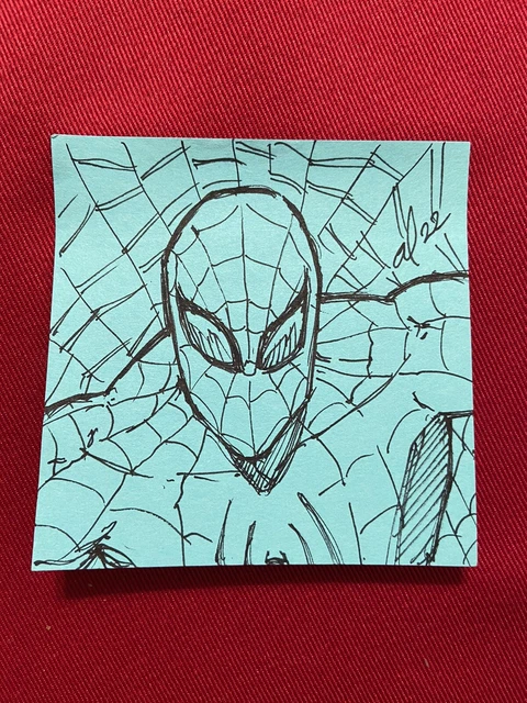SPIDER-MAN POST-IT NOTE Drawing Original Art $5.00 - PicClick
