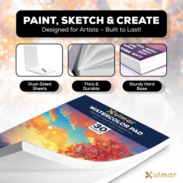 WATERCOLOUR PAPER PAD - A4 X 30 Sheets, 300 GSM Cold-Pressed, Student ...