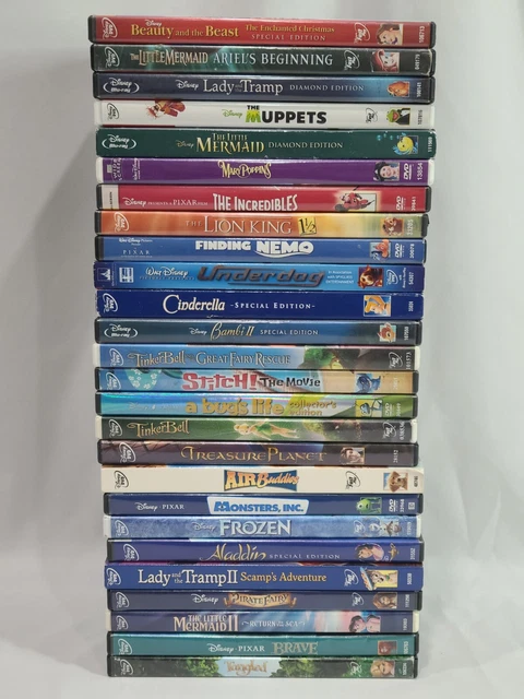 DISNEY DVD LOT Peter Pan Aladdin Nemo Cars Brother Bear Monsters Inc ...
