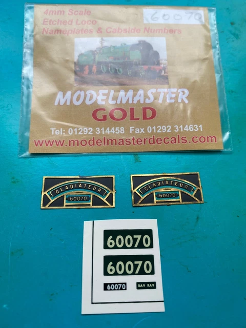 NEW MODELMASTER GOLD NAME PLATES For BR LNER CLASS A3 60070 GLADIATEUR ...