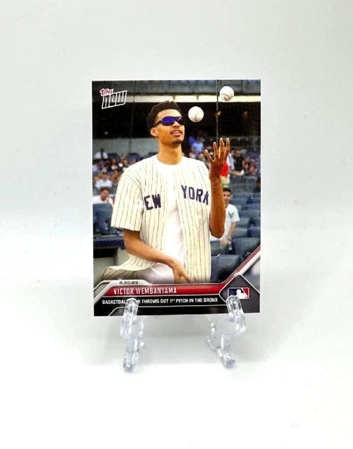 VICTOR WEMBANYAMA THROWS First Pitch 2023 MLB TOPPS NOW Card #472-SPURS ...