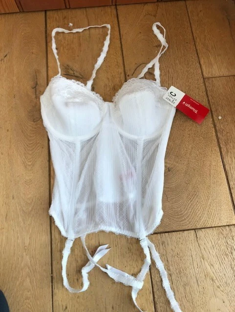 TRIUMPH BRIDAL BONED Corset Basque Bra With Suspenders 32 34 36 B C D ...