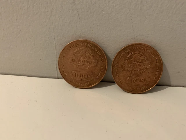 TETLEY JURASSIC PARK The Lost World Velociraptor & Stegosaurus Coins £9 ...