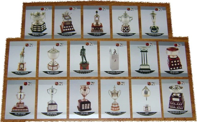 1990-91 PRO SET Hockey COMPLETE AWARD/TROPHY SET of 17 cards (#377-393 ...