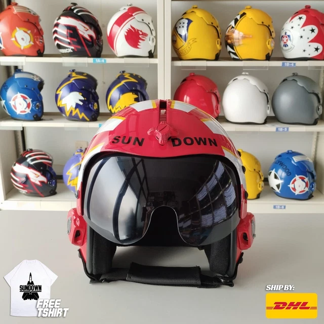 TOP GUN SUNDOWN Hgu-33 Flight Helmet Movie Prop Pilot Aviator Usn Navy ...