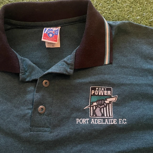 VINTAGE PORT ADELAIDE Power Vivid AFL Football Teal Media Polo Shirt ...